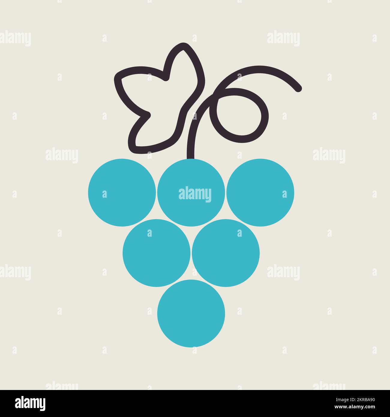 Bunch of grapes with leaf vector icon. Graph symbol for food and drinks ...