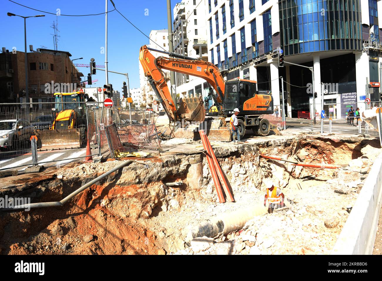 Construction at the new city entrance project on the junction of Jaffa ...