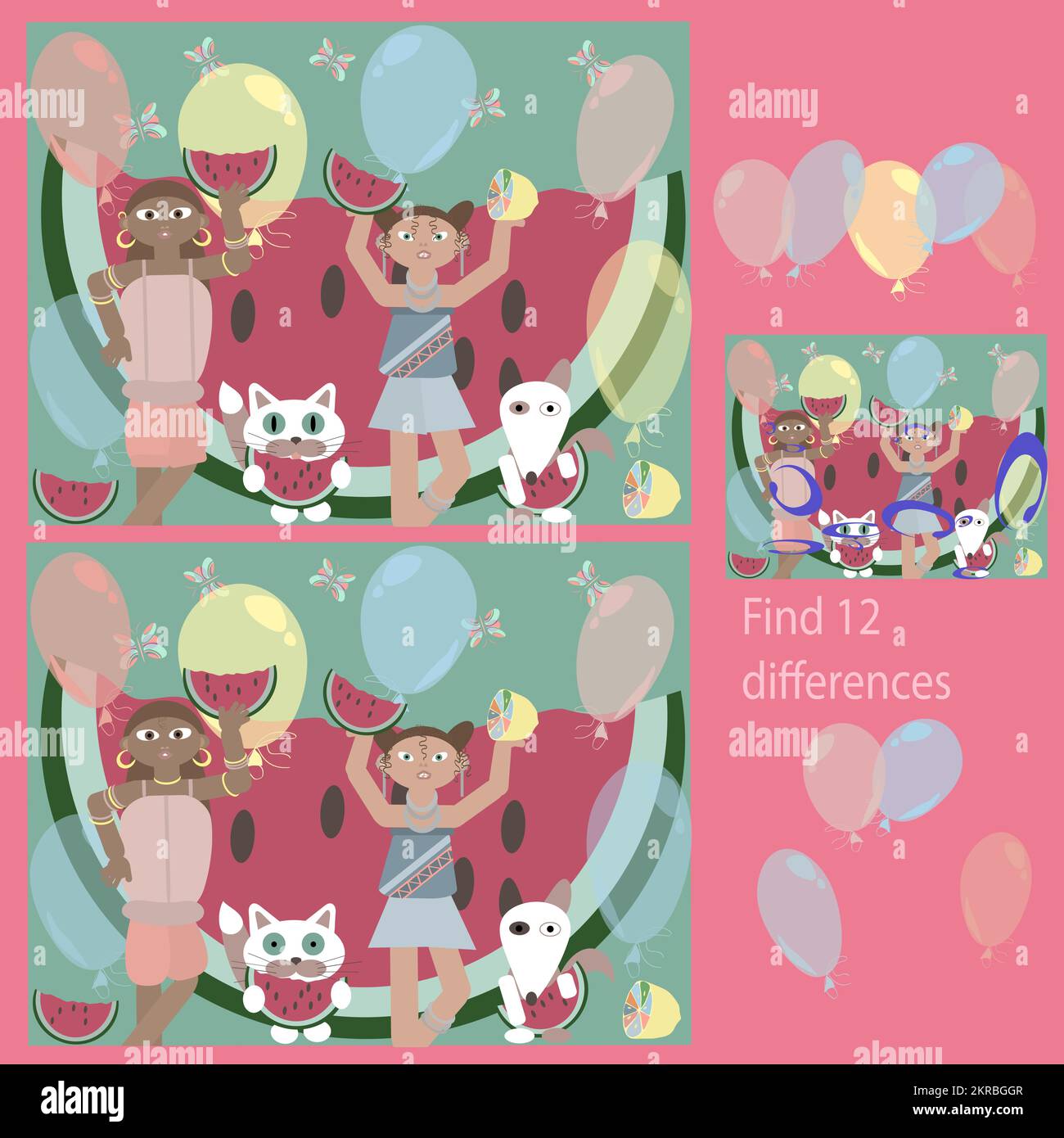 for children under 7 years old, find 12 differences in the Funny BABIES ...