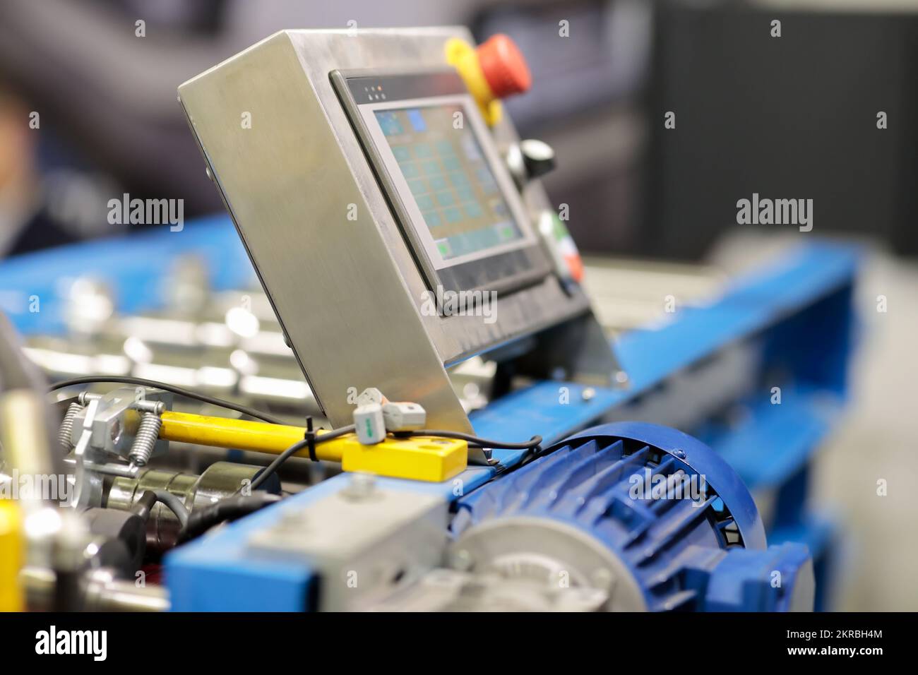 Industrial machine with touch screen control panel. Selective focus ...