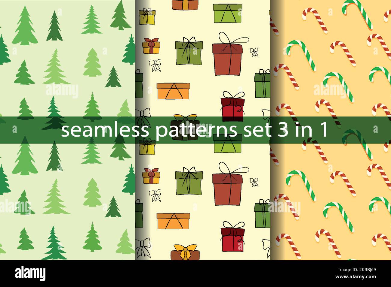 Set of seamless Christmas patterns. For printing on textiles, wallpaper ...