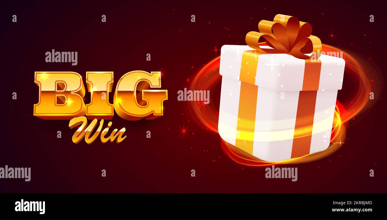 Gift box with light explosion. Big win concept. Vector illustration ...