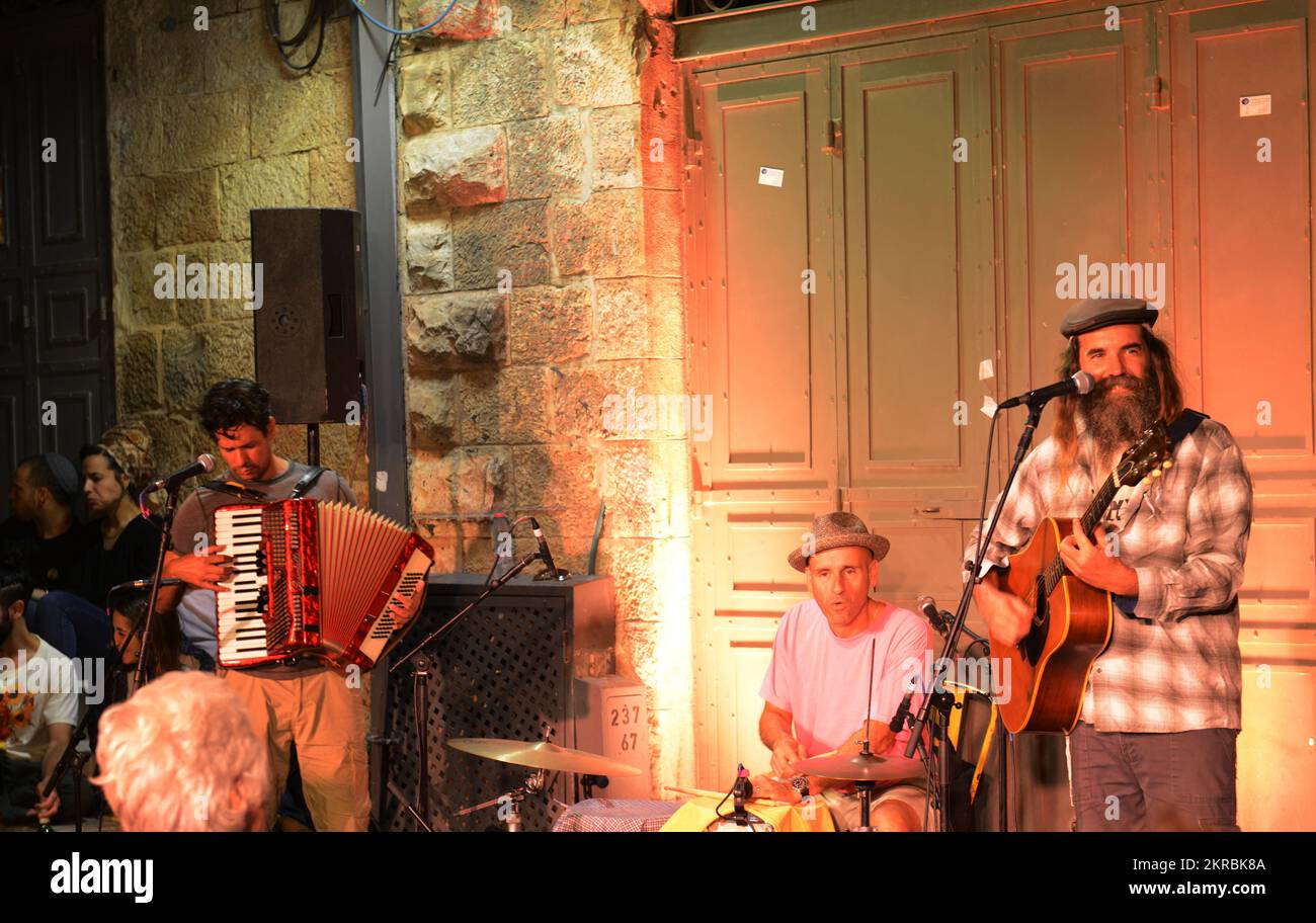 Musicians perform live at a cultural event on the New Gate Street in ...