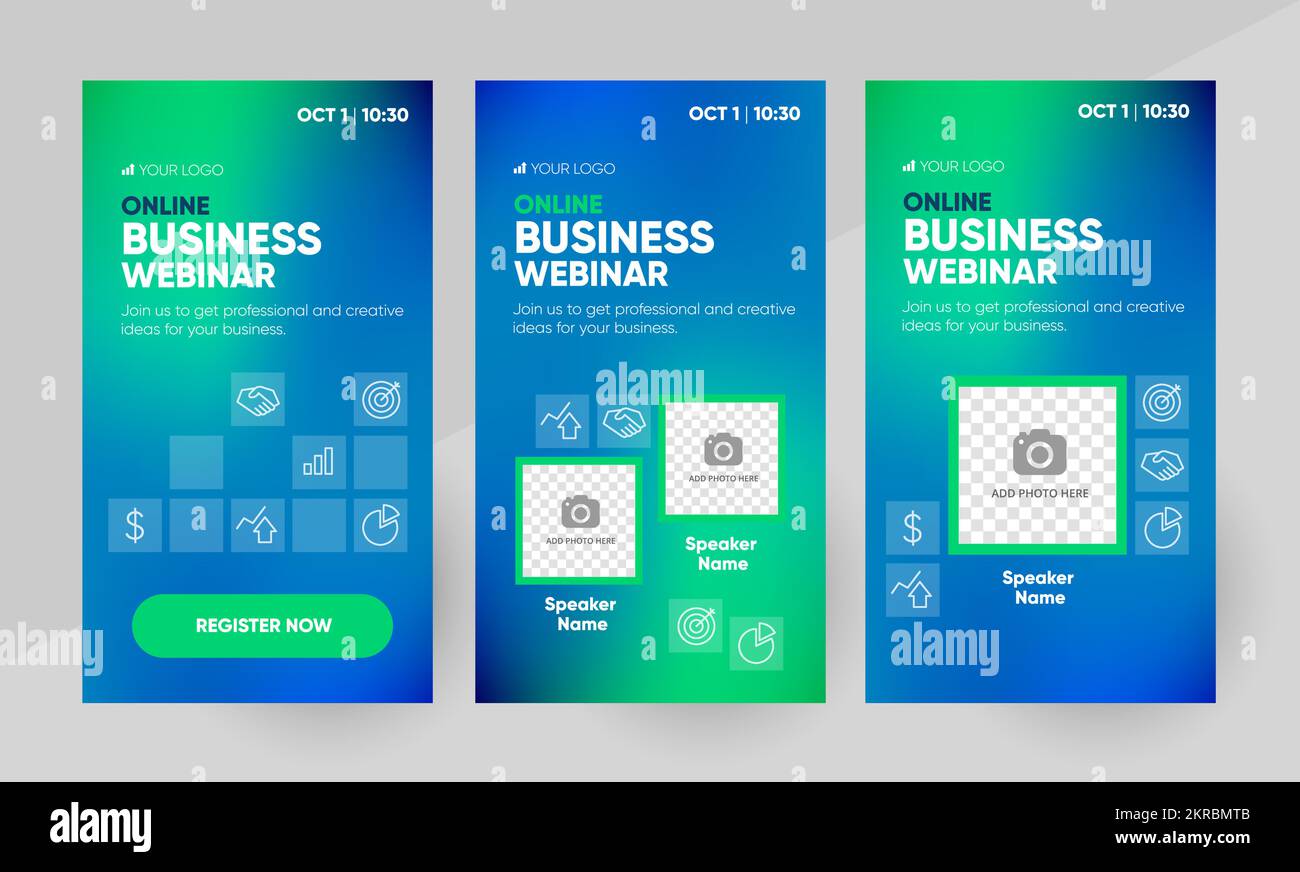 Business online webinar social media story template. Background and ...