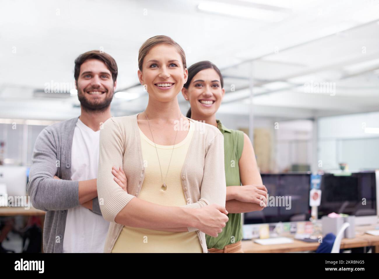 Theyre a dream team. three work colleagues in the office Stock Photo ...