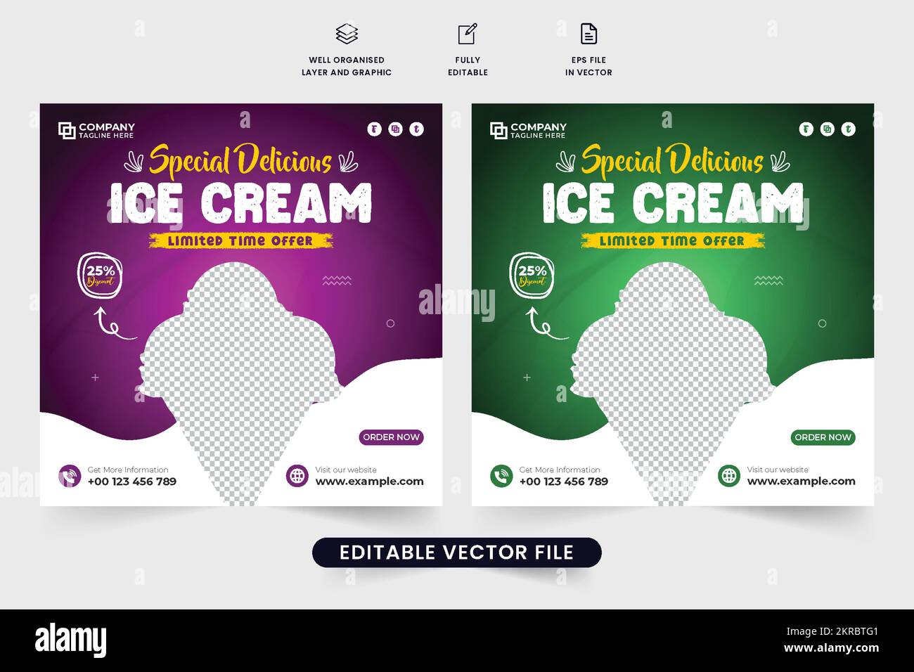 Special ice cream promotion poster design for digital marketing. Ice ...