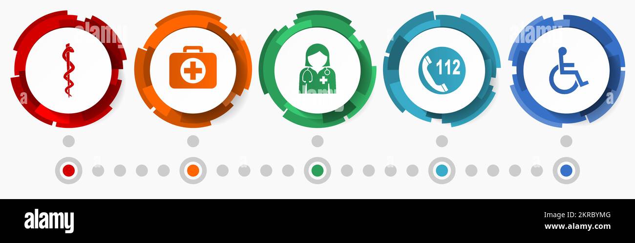Healthcare vector icon set, medicine concept flat design buttons ...