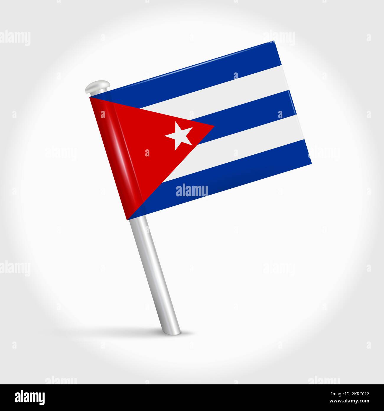 Cuba map pin flag icon. Cuban pennant map marker on a metal needle. 3D ...