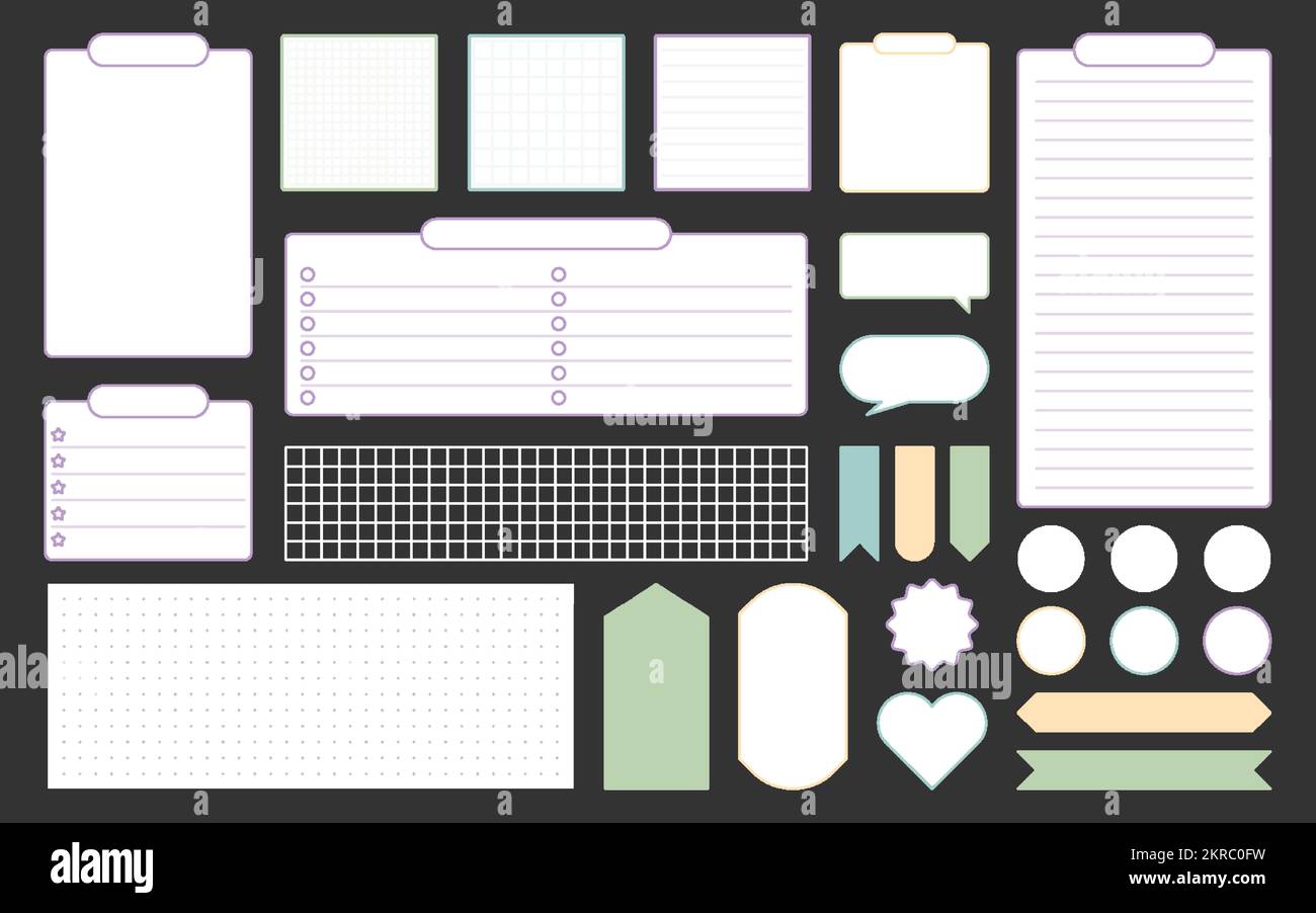 Blank sticker card planner scrapbooking flat set. Label tag vintage ...