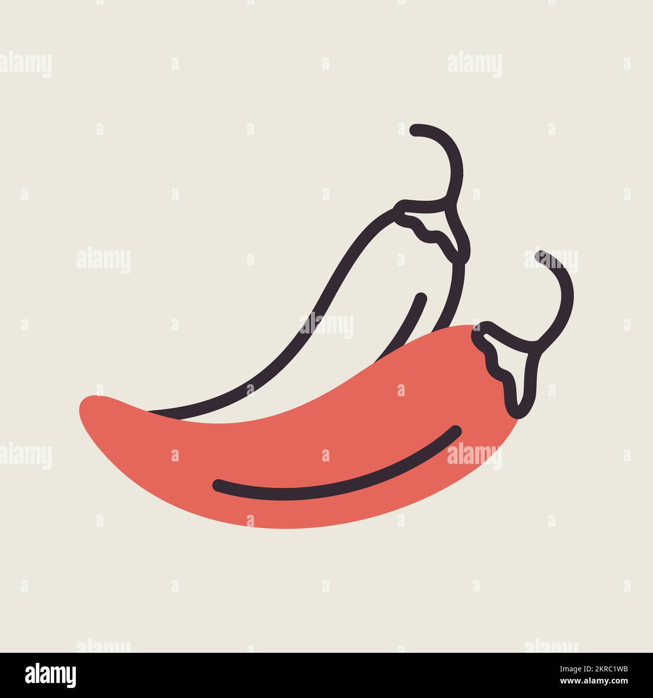 Two chili peppers isolated design vector icon. Vegetable sign. Graph ...