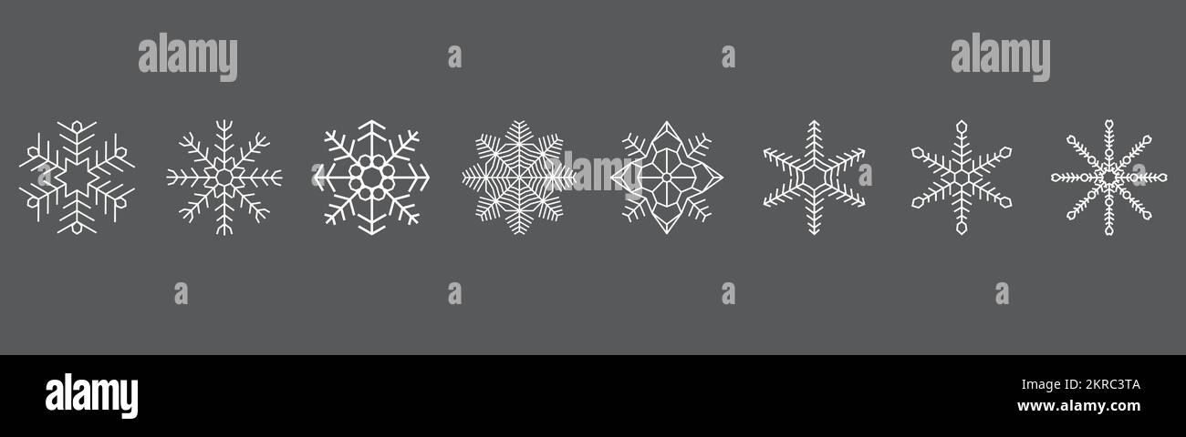 Snowflake set on isolated background. Isolated snowflake collection. Frost background. Christmas ...