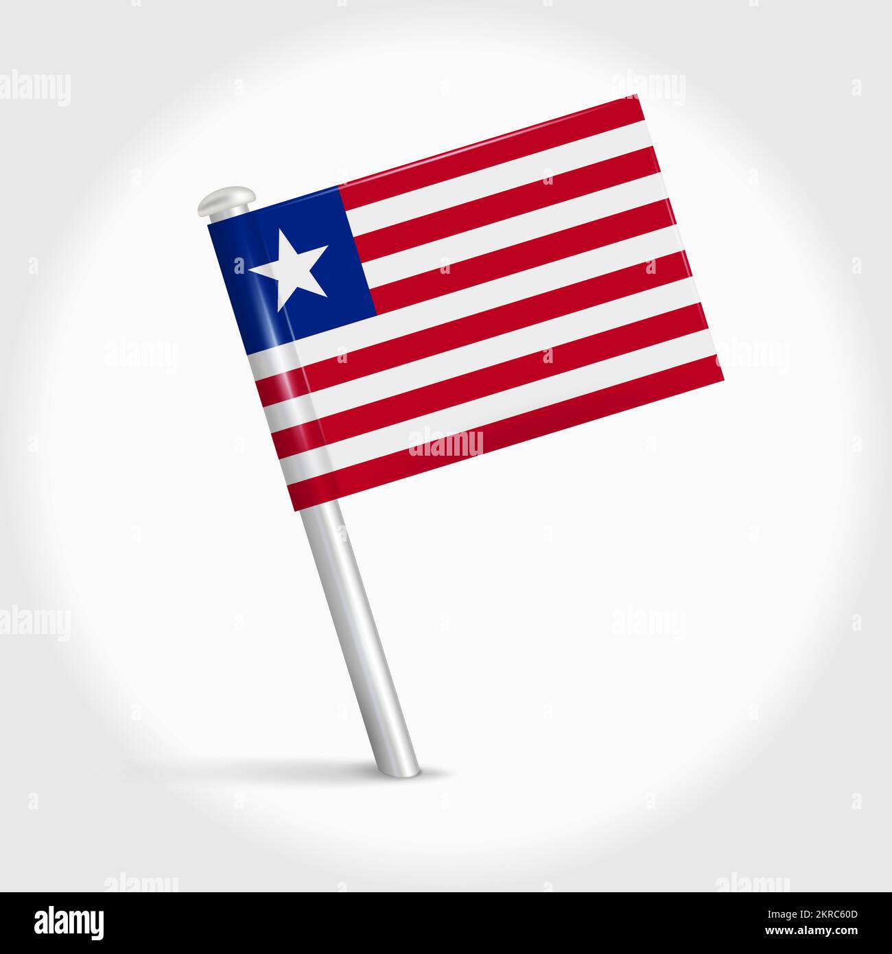 Liberia map pin flag icon. Liberian pennant map marker on a metal ...