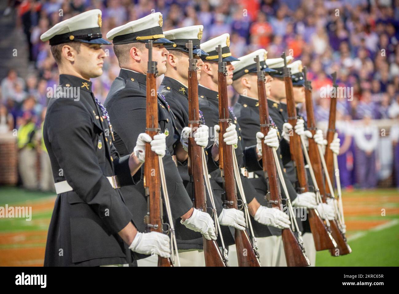Members of the Clemson University ROTC honor guard the Pershing Rifles ...