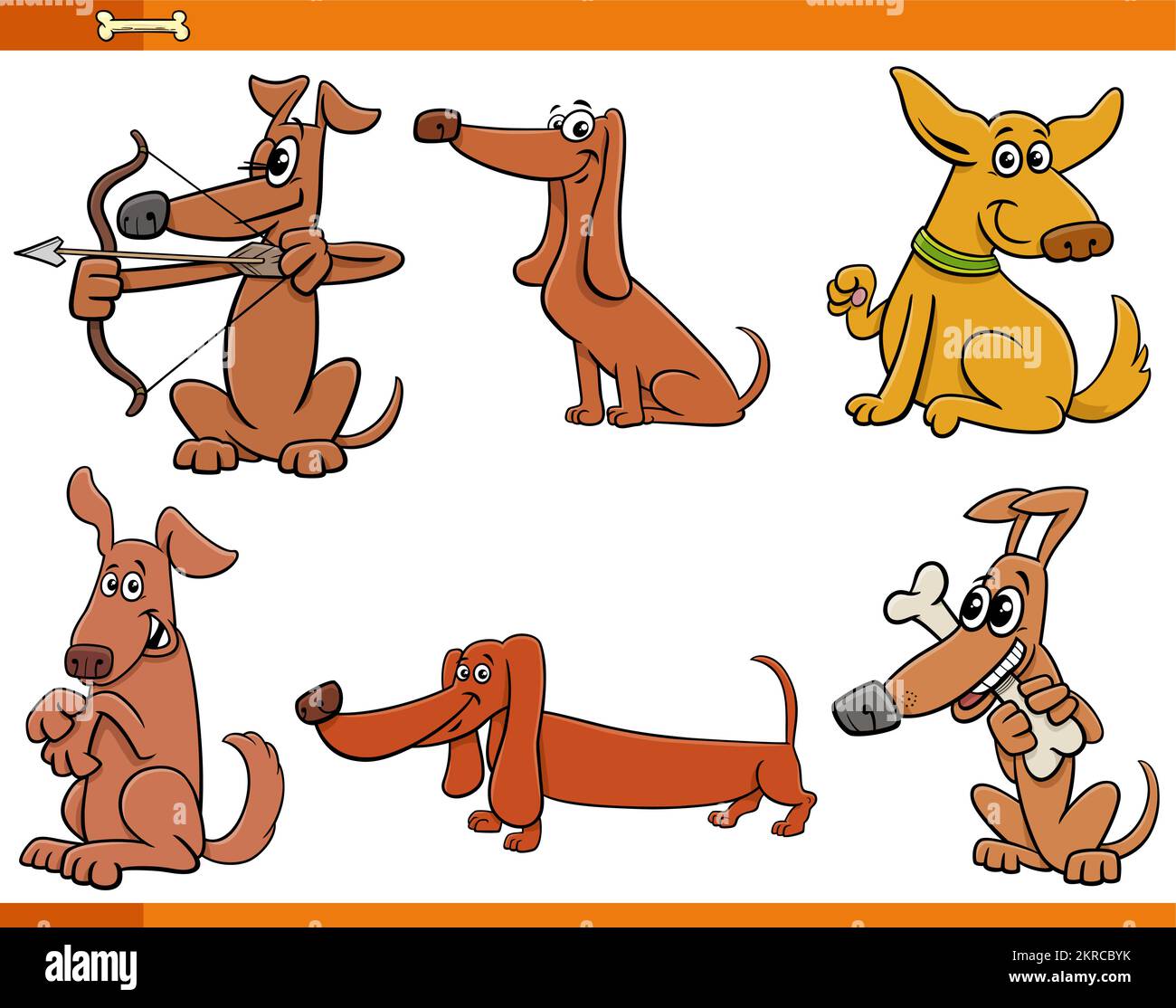 Cartoon illustration of funny dogs and puppies comic animal characters ...