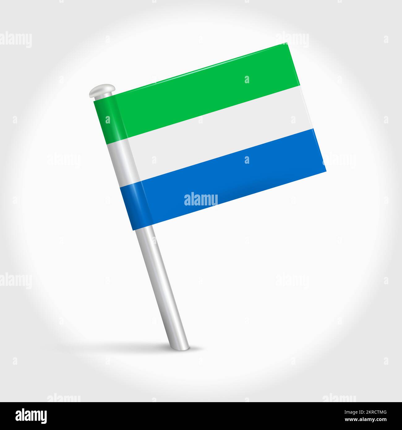 Sierra Leone map pin flag icon. Salone pennant map marker on a metal ...