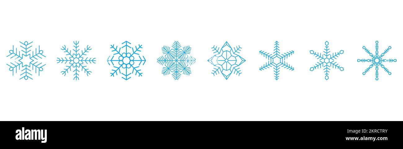 Snowflake set on isolated background. Isolated snowflake collection. Frost background. Christmas ...