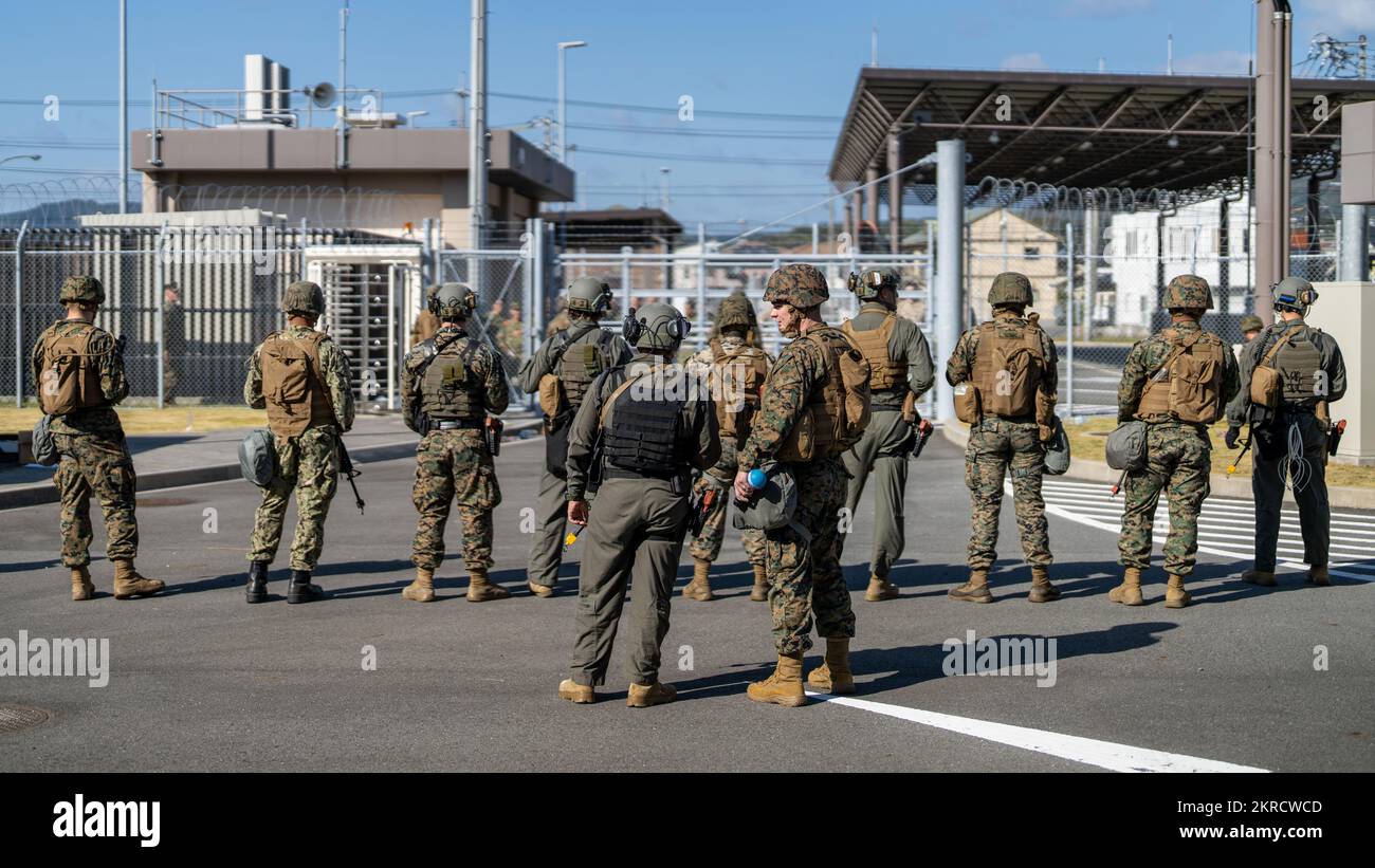 U.S. Marines assigned to the Marine Corps Air Station Iwakuni Provost Marshal’s Office Special ...