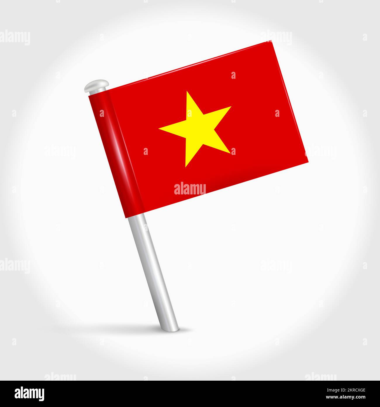 Vietnam map pin flag icon. Vietnamese pennant map marker on a metal needle. 3D realistic vector ...