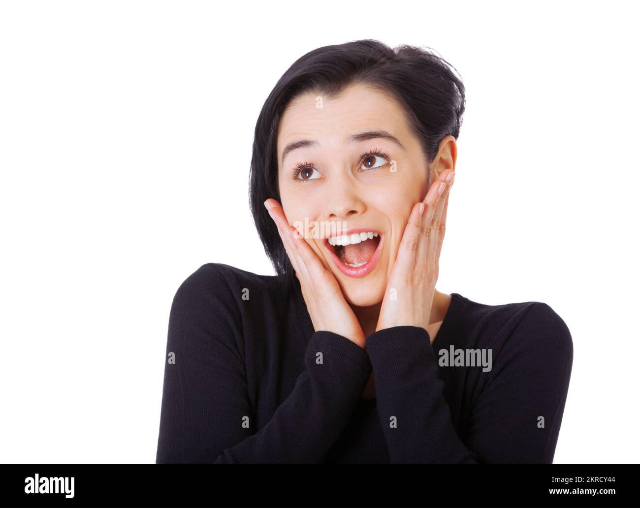 I Cant Believe It A Young Woman Looking Excited Against A White