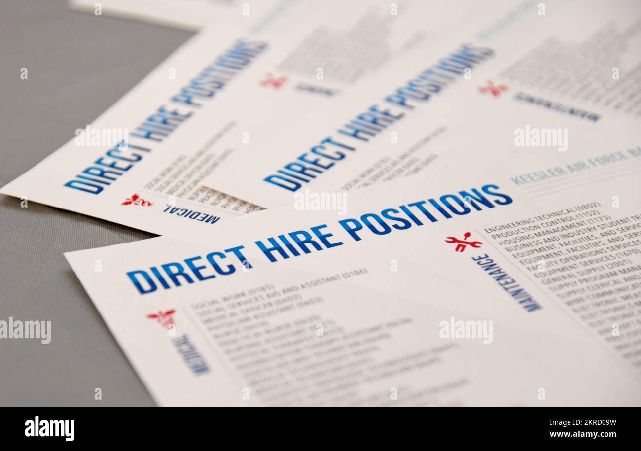 Educational flyers are displayed during the Keesler Job Fair inside the ...