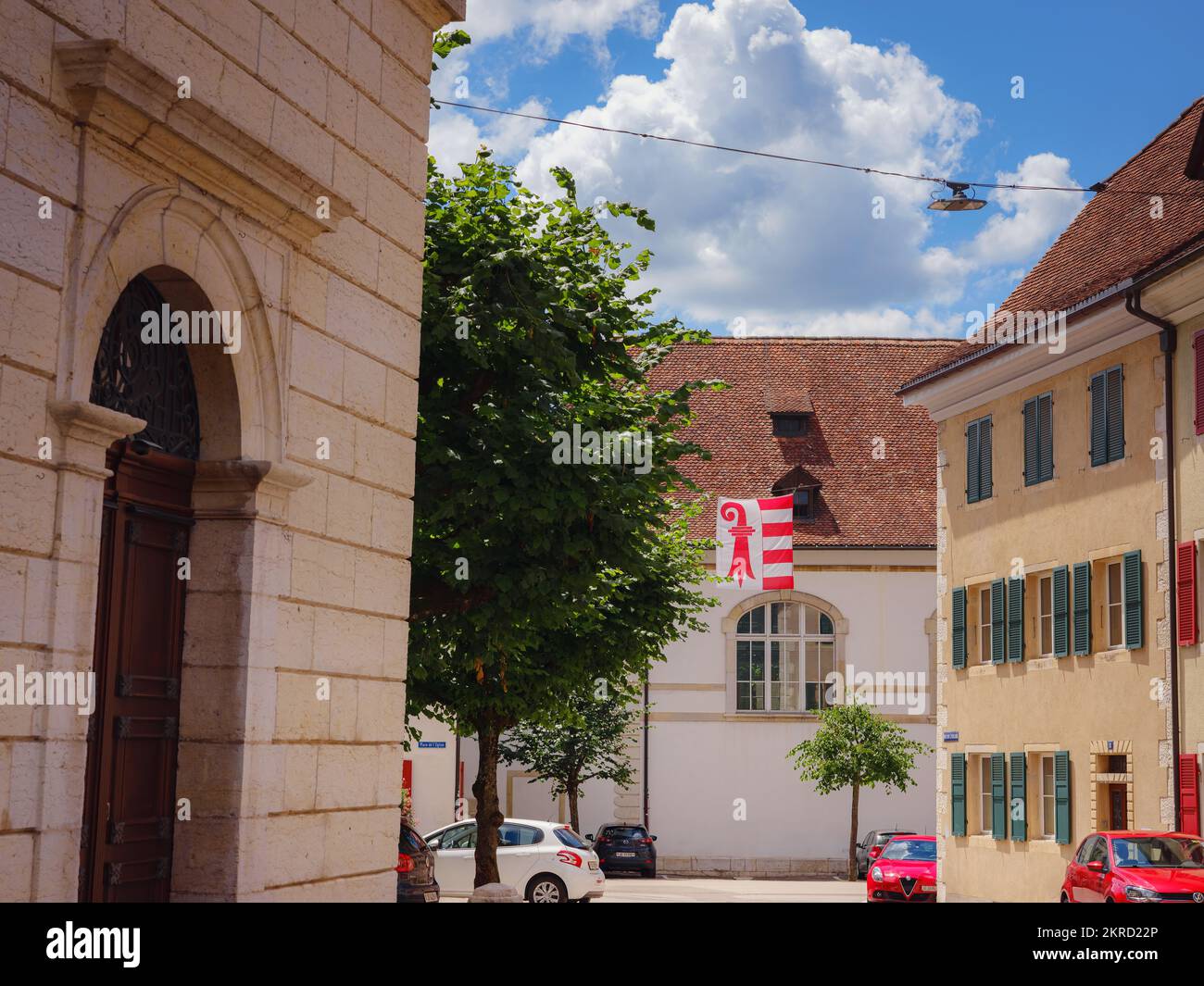 DELEMONT SWITZERLAND, JULY 5, 2022: historical Buildings in the city ...