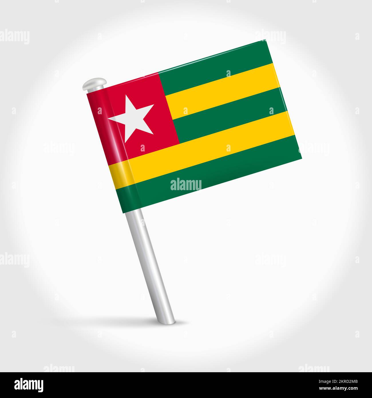 Togo map pin flag icon. Togolese Republic pennant map marker on a metal ...
