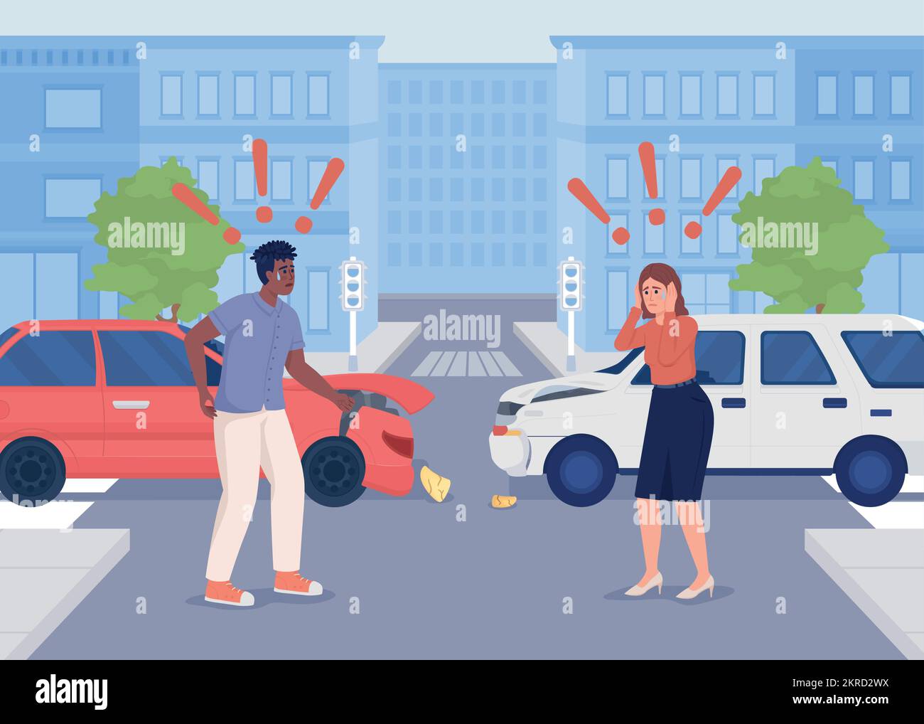 Car accident scene after Stock Vector Images - Alamy