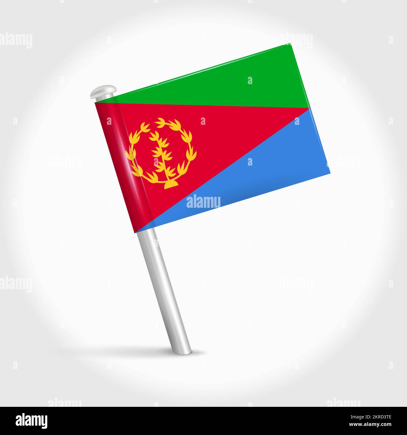 Eritrea map pin flag icon. Eritrean pennant map marker on a metal needle. 3D realistic vector ...