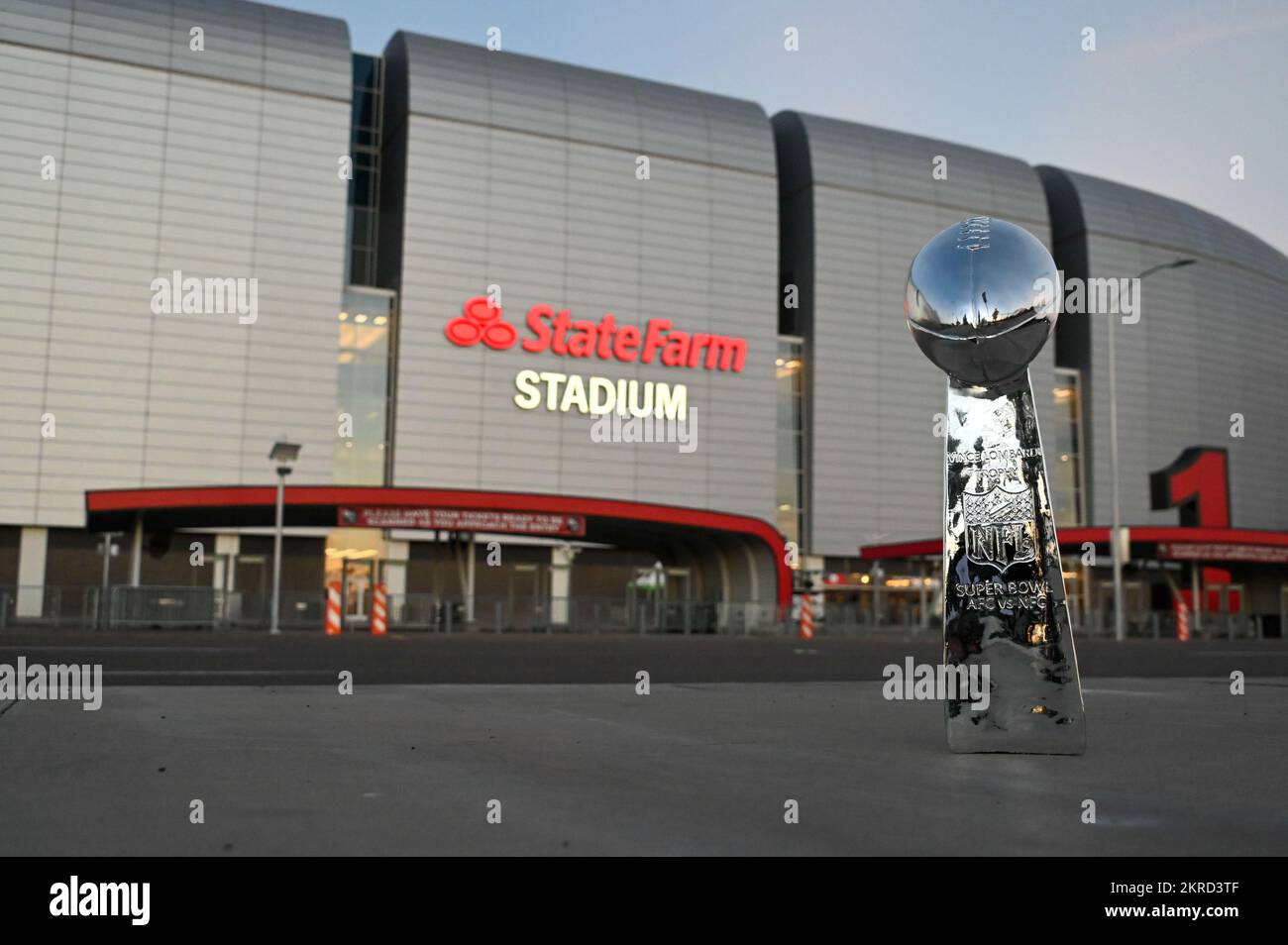 A general overall view of Super Bowl Vince Lombardi Trophy and State ...