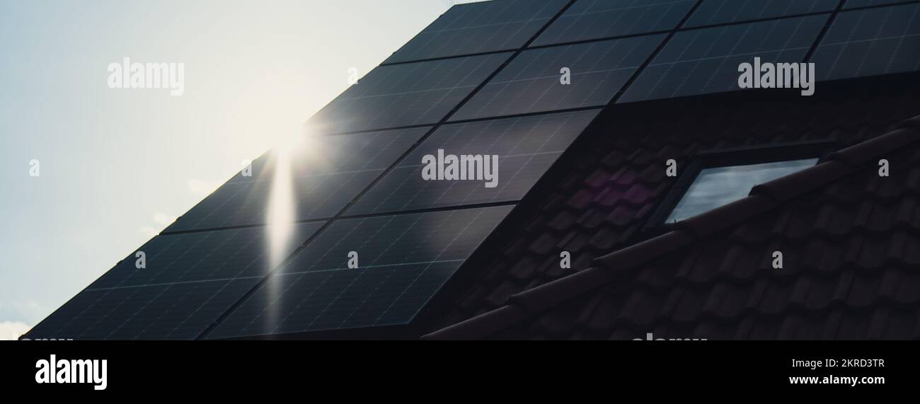 New ecologic house with solar panels Alternative to conventional energy ...