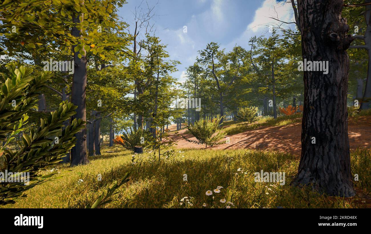 3D rendering. An immersive natural environment. Landscape to illustrate ...