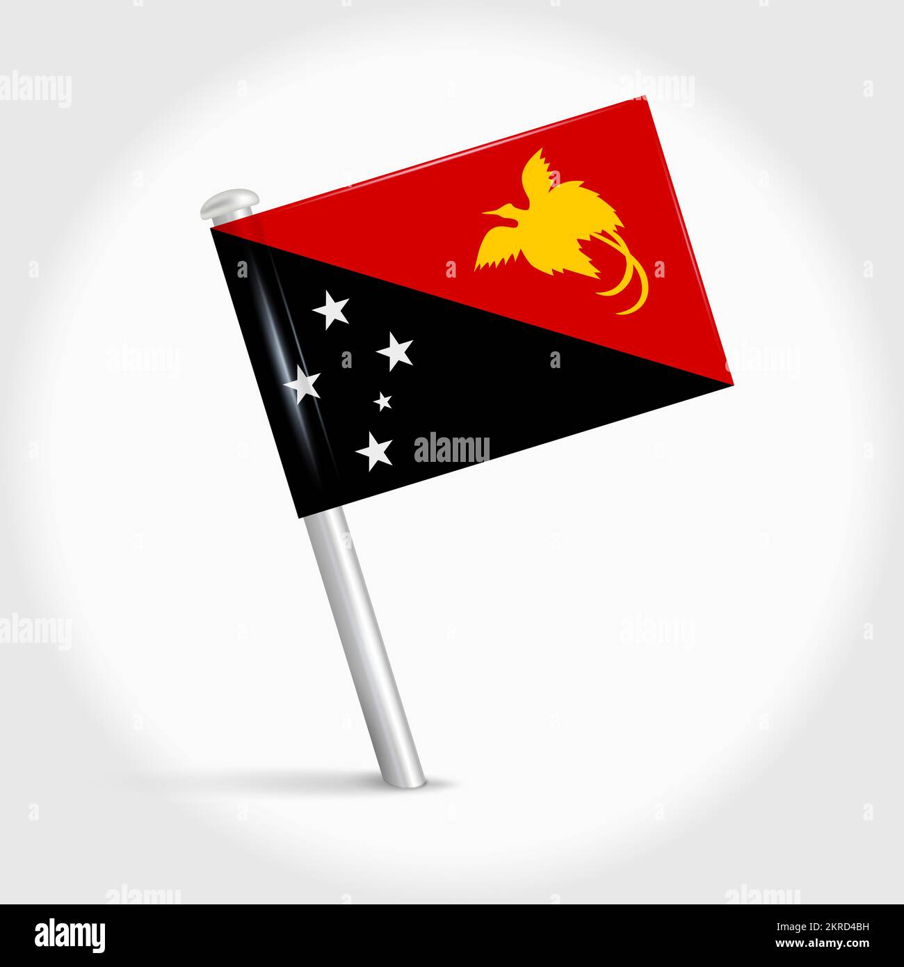 Papua New Guinea map pin flag icon. PNG pennant map marker on a metal ...