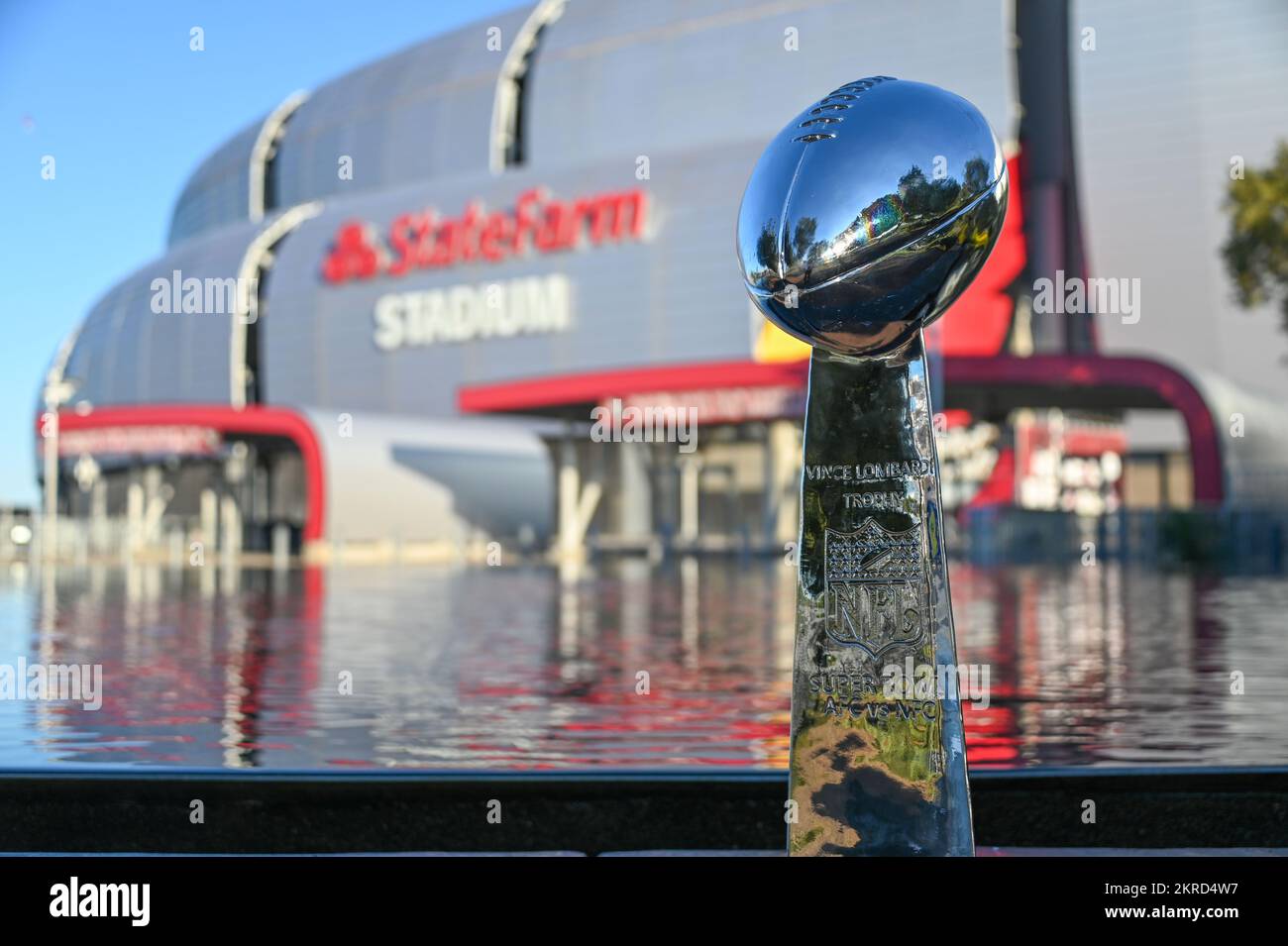 A general overall view of Super Bowl Vince Lombardi Trophy and State ...