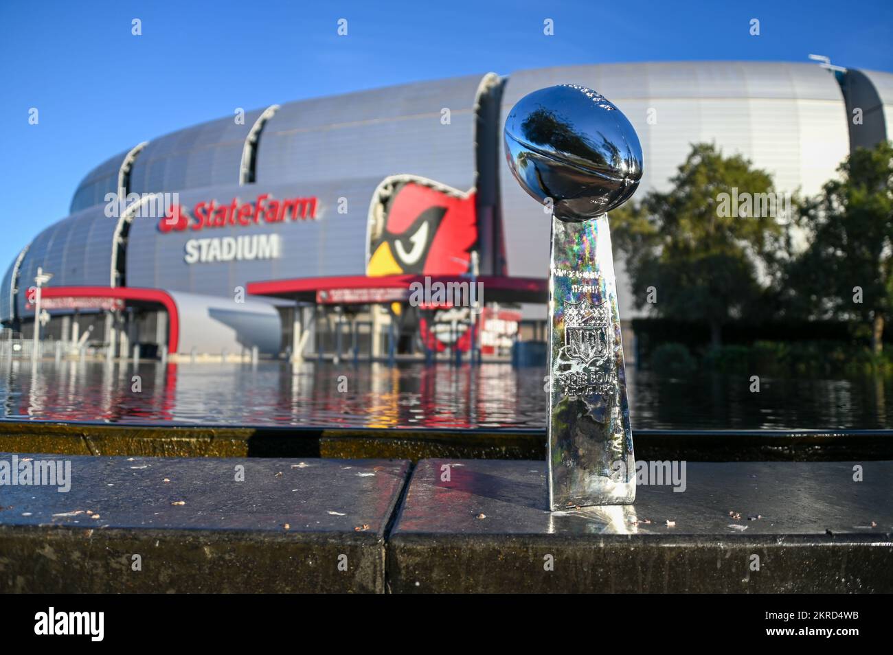 A general overall view of Super Bowl Vince Lombardi Trophy and State ...