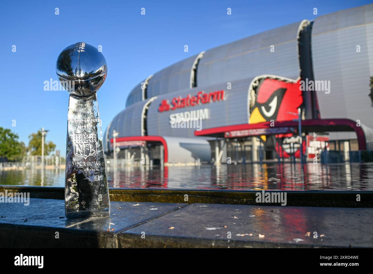 A general overall view of Super Bowl Vince Lombardi Trophy and State ...