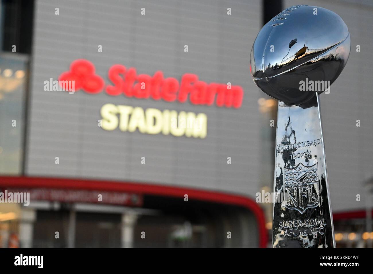 A general overall view of Super Bowl Vince Lombardi Trophy and State ...