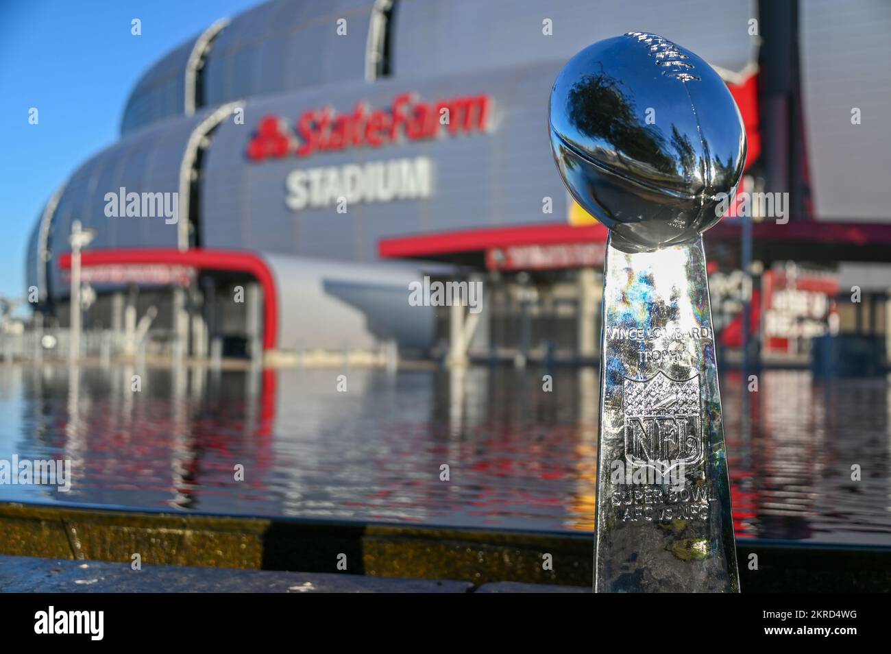 A general overall view of Super Bowl Vince Lombardi Trophy and State ...