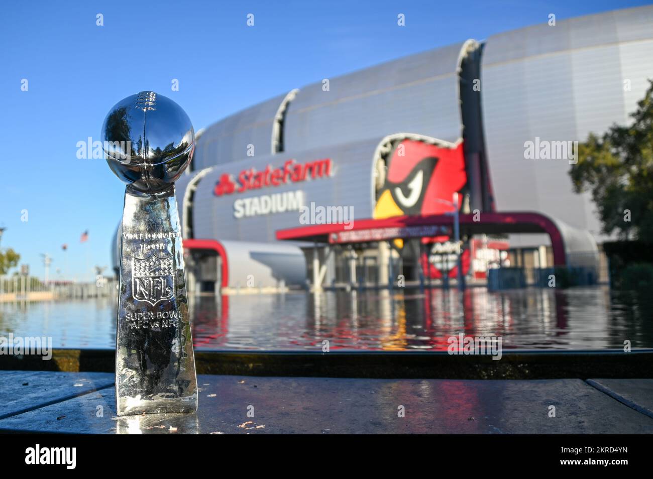 A general overall view of Super Bowl Vince Lombardi Trophy and State ...