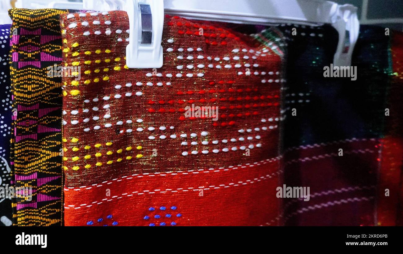 close up ulos cloth in the fashion store market. Ulos is the ...