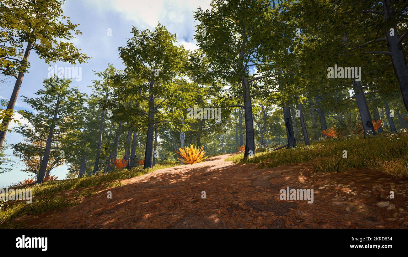 3D rendering. An immersive natural environment. Landscape to illustrate ...