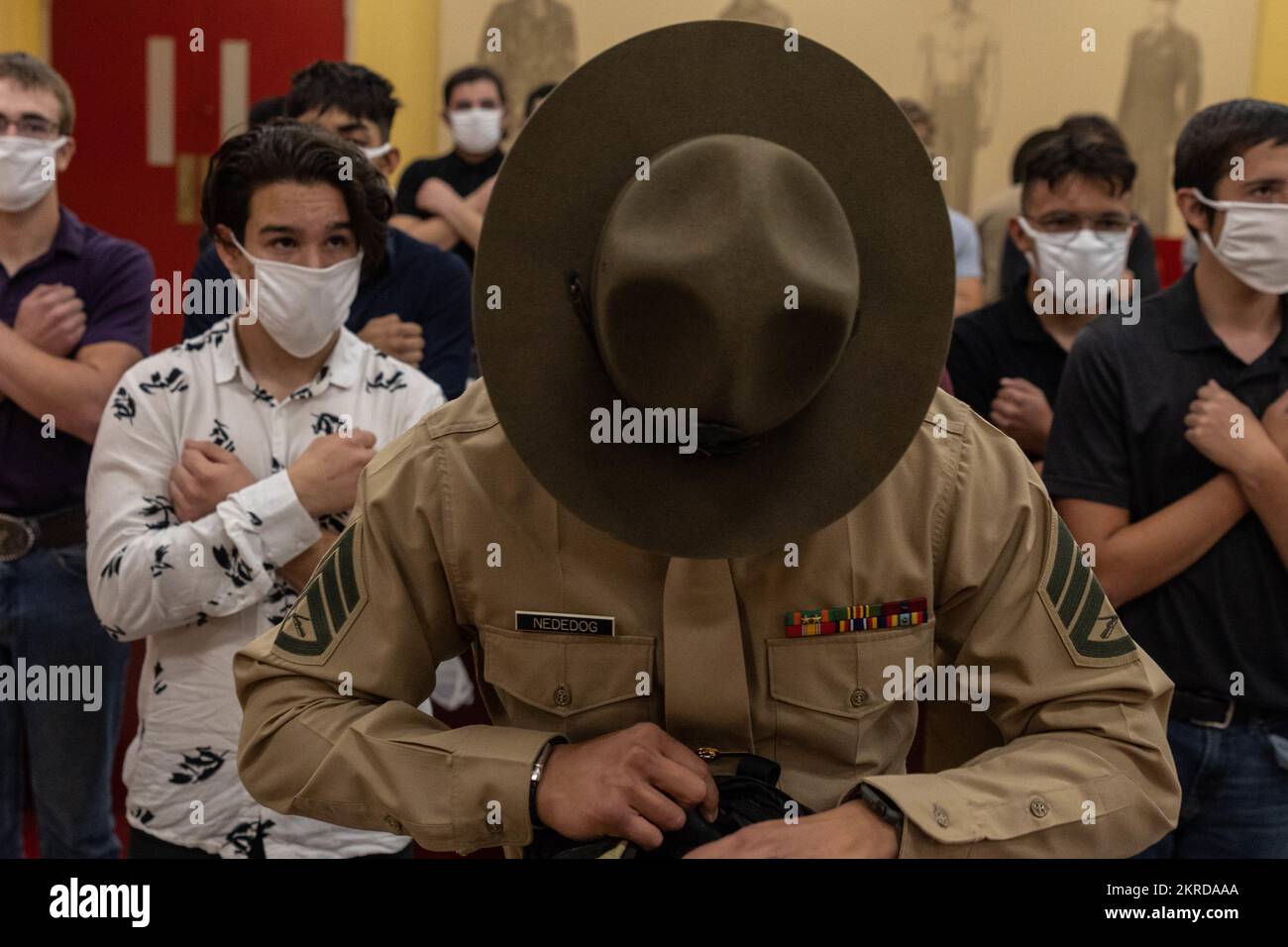U.S. Marine Corps Staff Sgt. D’Shaun Nededog, a drill instructor with ...