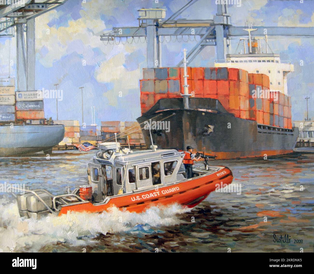 A Maritime Safety and Security Team (MSST) aboard a 25-foot rapid ...