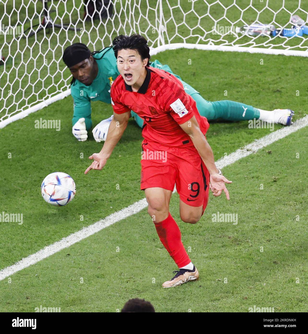South Korea's Cho Gue Sung celebrates after scoring his second goal ...