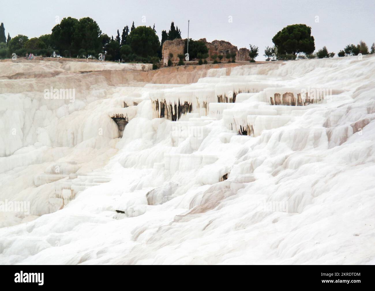Denizli, Turkey - Sept 2017: View of natural travertine pools and ...