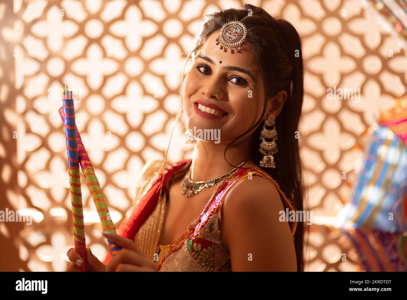 Close-up portrait of Gujrati woman with traditional outfit Stock Photo ...