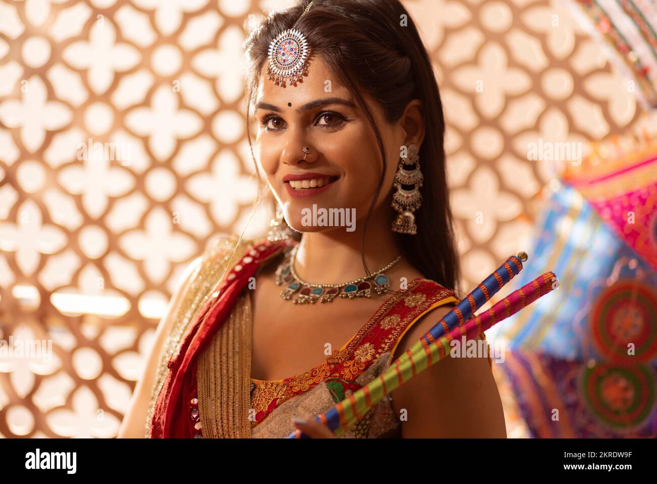 Close-up portrait of Gujrati woman with traditional outfit Stock Photo ...