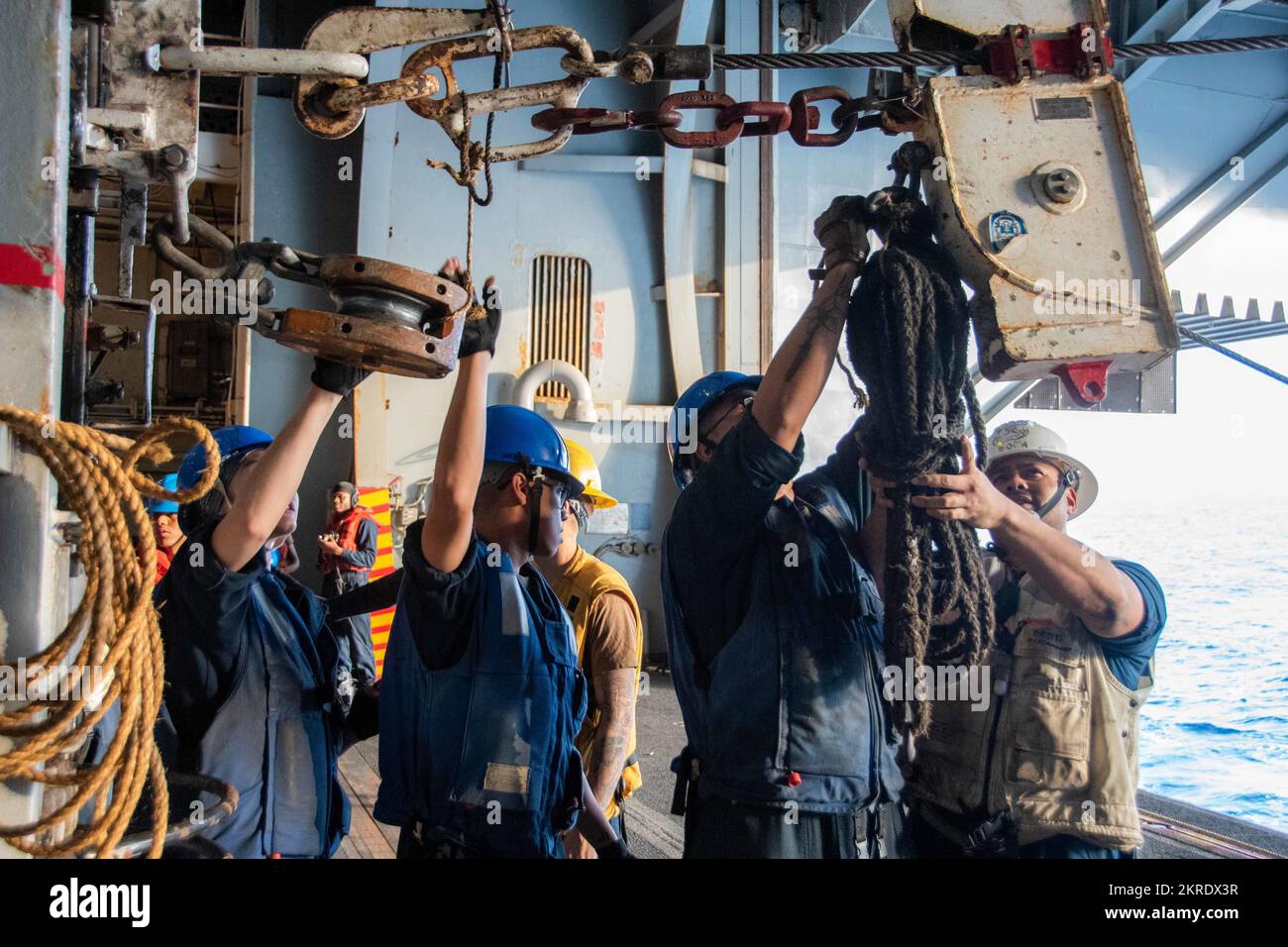 221115-N-BR419-1075 PHILIPPINE SEA (Nov. 15, 2022) Sailors prepare a ...