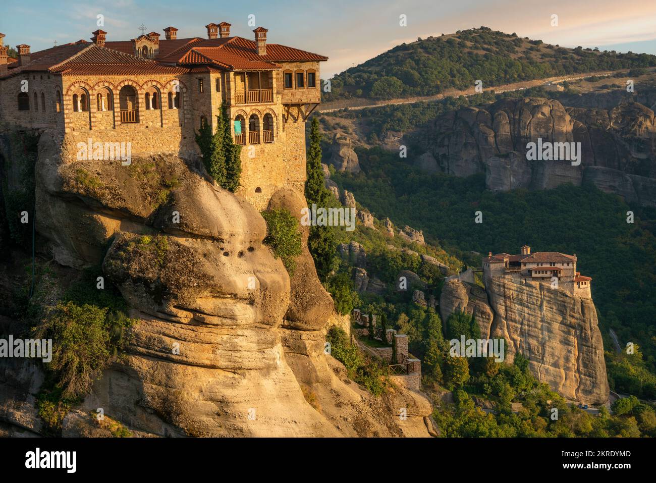 Meteora, Greece-Panorama of mountain scenery of rocks and monasteries ...