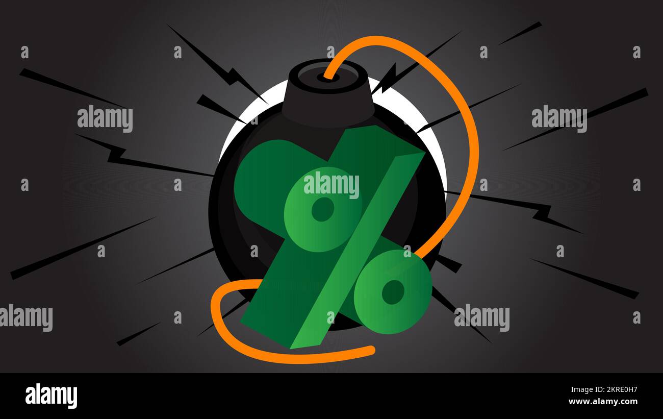Percentage Sign with black Bomb. Cartoon Vector Illutration Stock ...