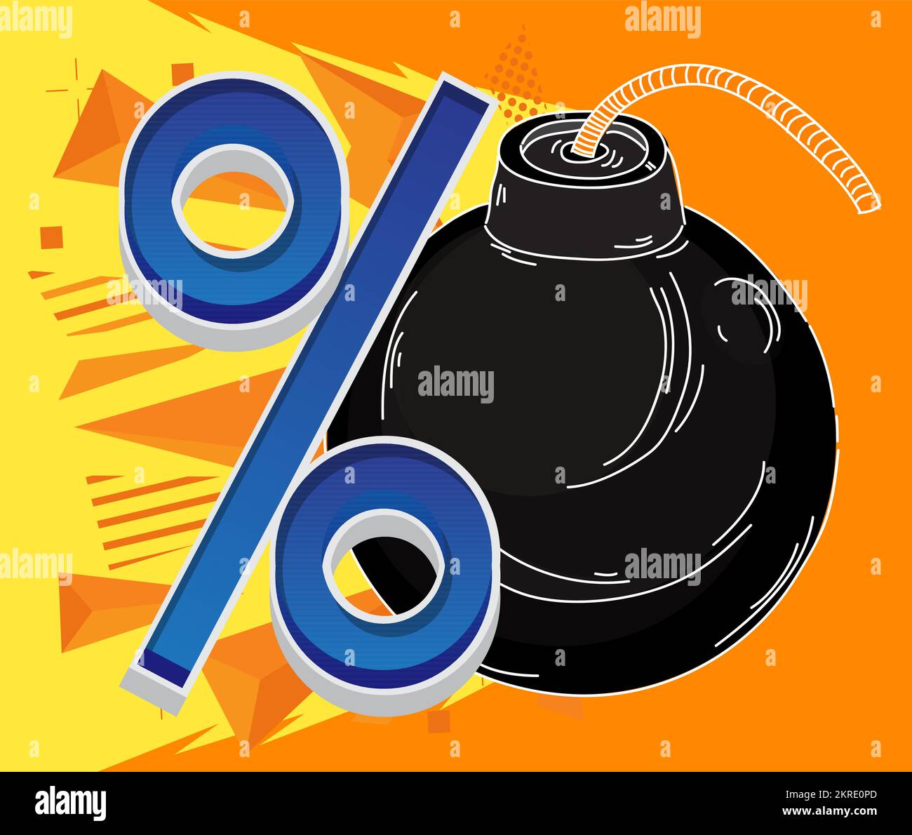 Percentage Sign with black Bomb. Cartoon Vector Illutration Stock ...